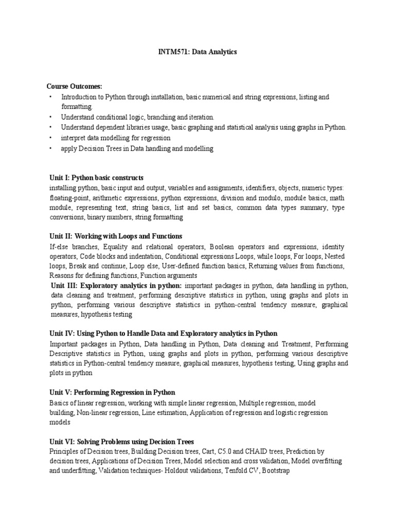 Applications Of Ba Syllabus Pdf Python Programming Language