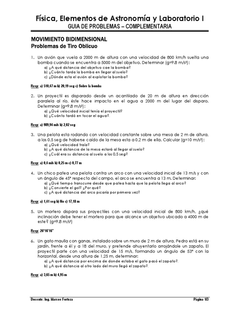 Tiro Oblicuo Vectores Prob Comp 2020 | PDF | Velocidad | Bomba