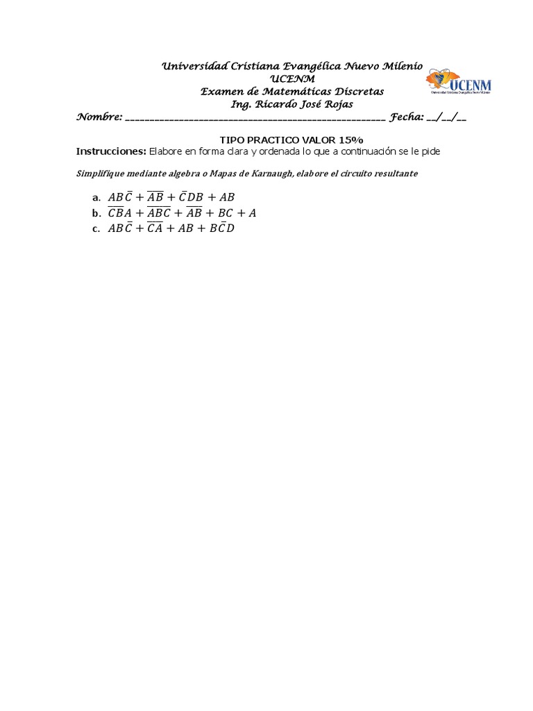Examen Matematicas Discretas Ii Parcial Pdf