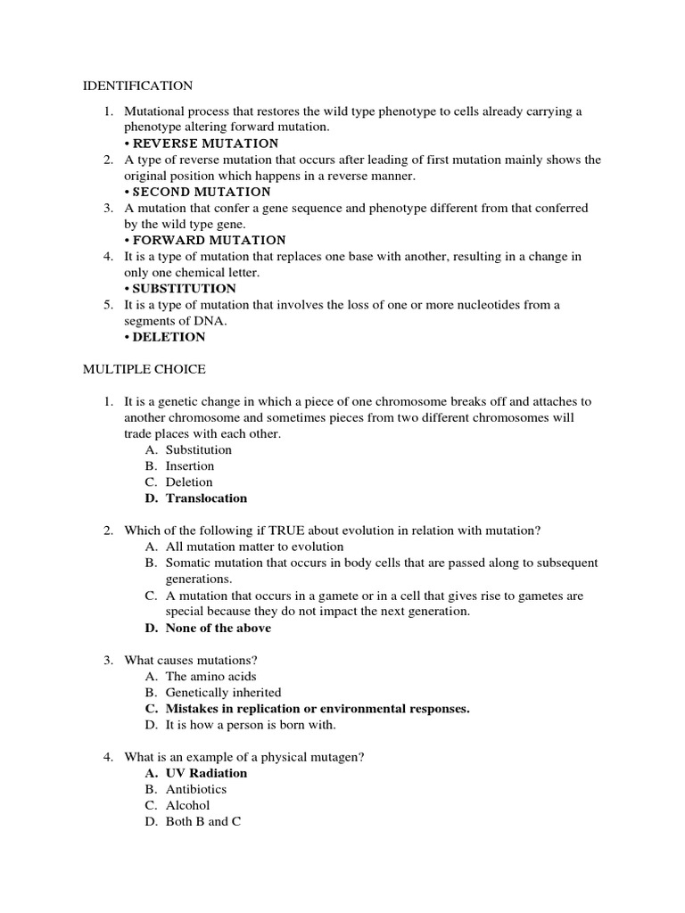 Group4 Quiz Final | PDF | Mutation | Genetics