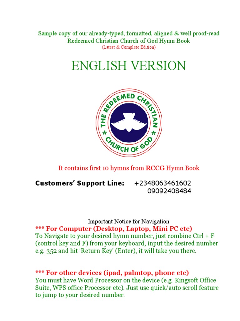RCCG Hymn Book Preview & Order Info | PDF