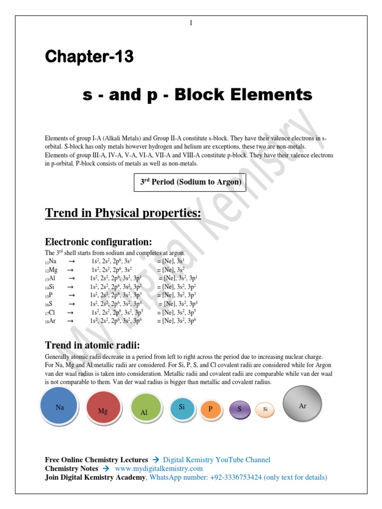 S and P Block Elements PDF Class 12 Chemistry Notes | PDF | Hydroxide ...