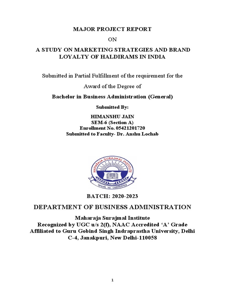 Major Project 6th Semester BBA | PDF | Methodology | Marketing