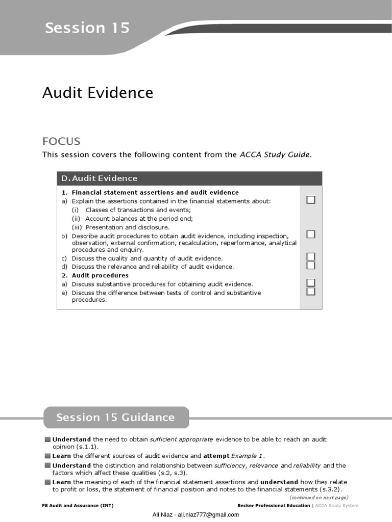 F8-15 Audit Evidence | PDF | Audit | Financial Audit