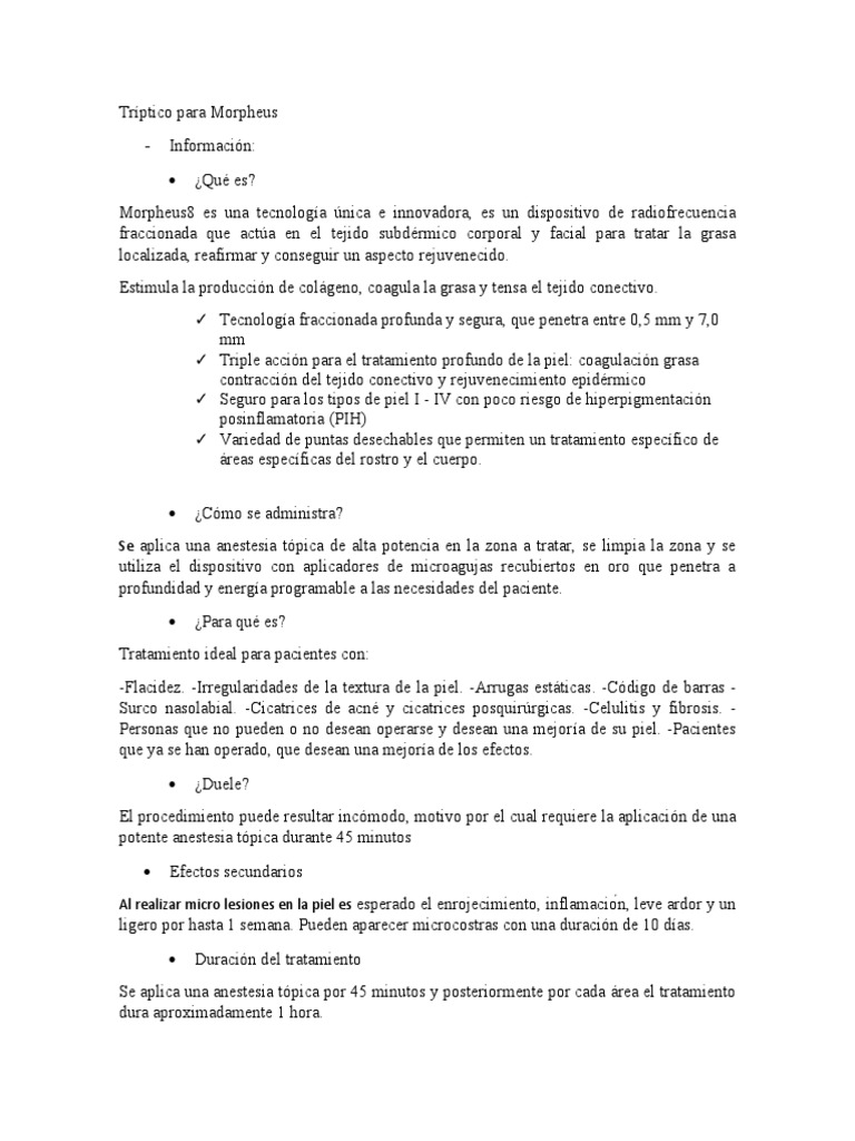 Info Folleto Morpheus | PDF | Medicina CLINICA | Especialidades Medicas