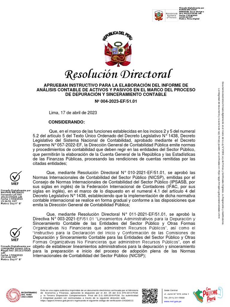Instructivo N° 004-2024-EF/51.01 | PDF | Contabilidad | Regulación