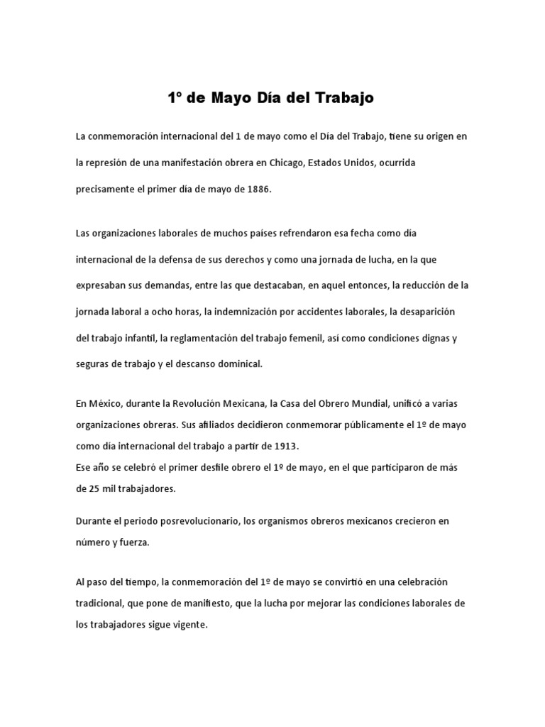 Lectura Dia Del Trabajo | PDF