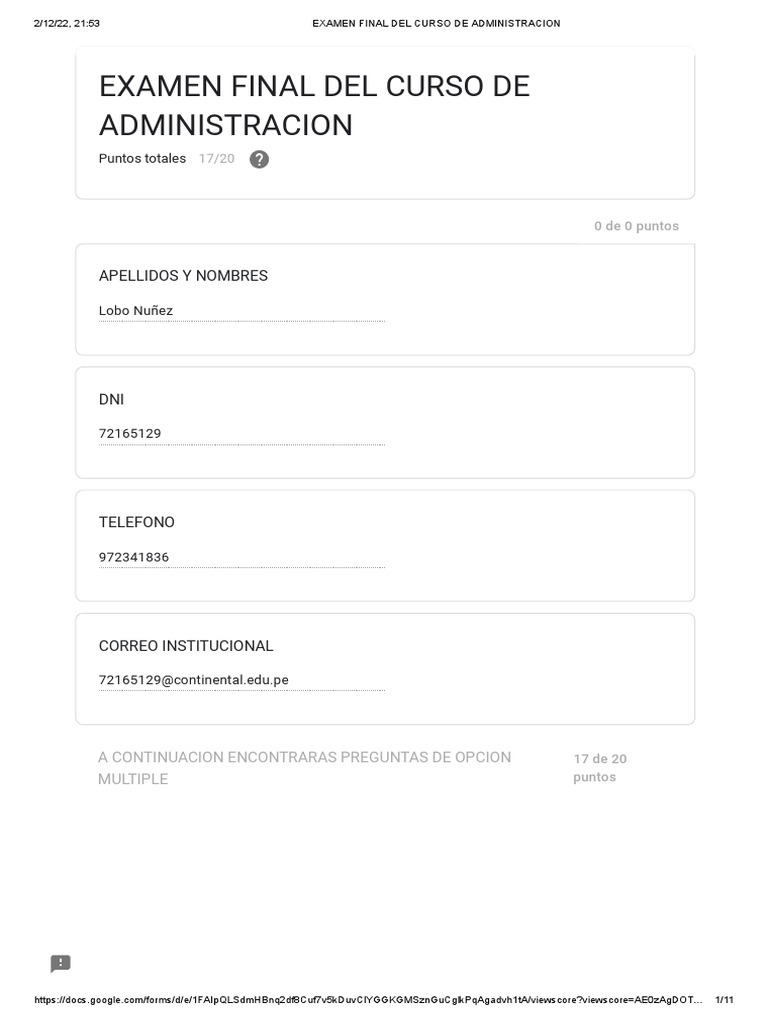 Examen Final Curso de Administración | PDF | Hospital | Medicina