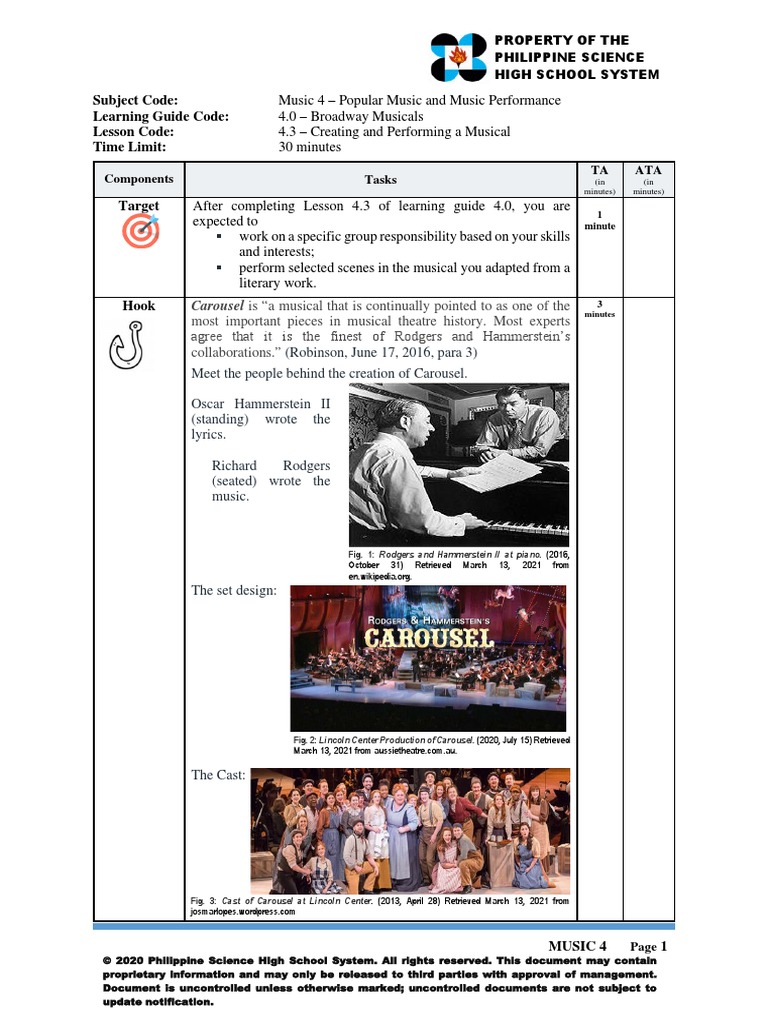LESSON 4.3 Creating and Performing A Musical | PDF | Entertainment