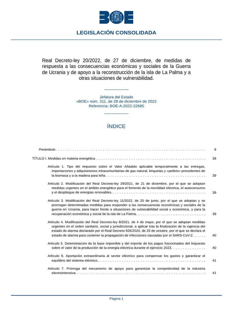 BOE A 2022 22685 Consolidado | PDF | Inflación | Impuestos