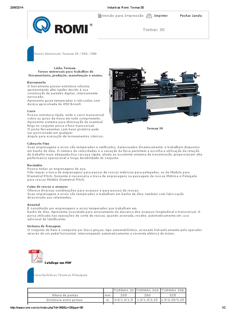 Tormax 30: Tornos Universais Tormax 30 /30A /30B | PDF