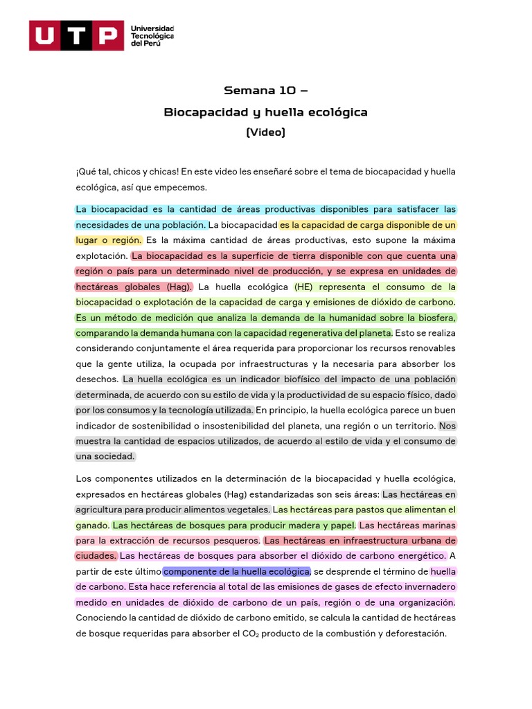 Semana 13 - Guion - Biocapacidad y Huella Ecológica | PDF | Economias ...