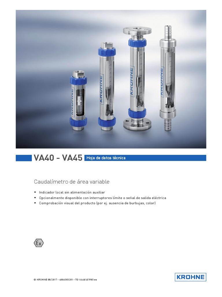 Caudalímetros VA40 y VA45: Especificaciones | PDF | Gases | Presión