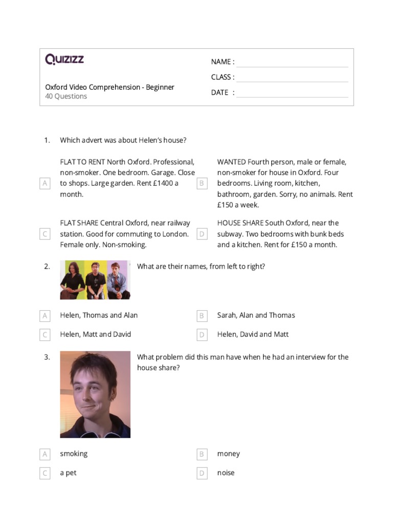 Quiz - Oxford Video Comprehension - Beginner | PDF