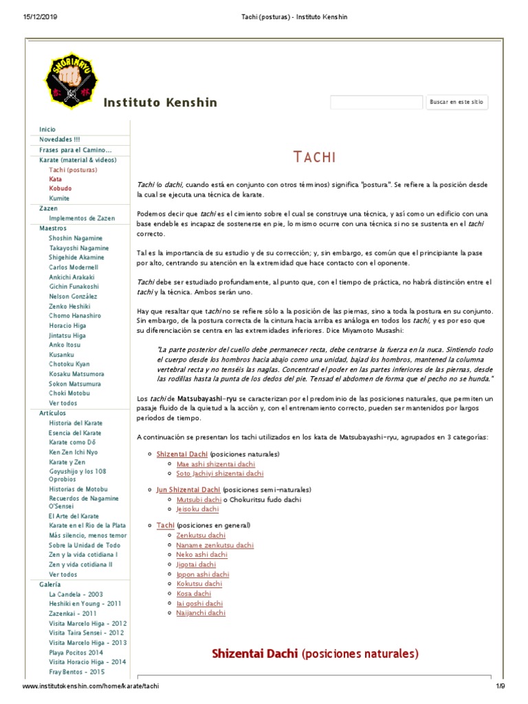 Posturas de Karate: Tachi y Shizentai | PDF | Kárate | Combate