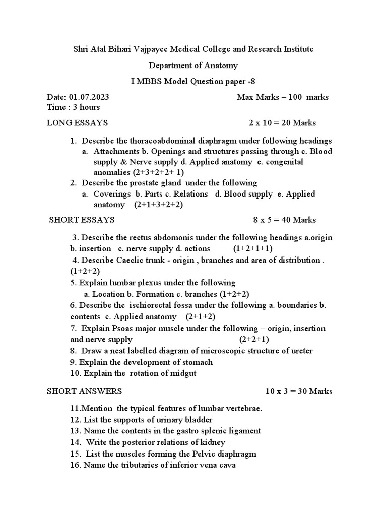 Mbbs Paper - 8 | PDF | Teaching Methods & Materials | Science & Mathematics