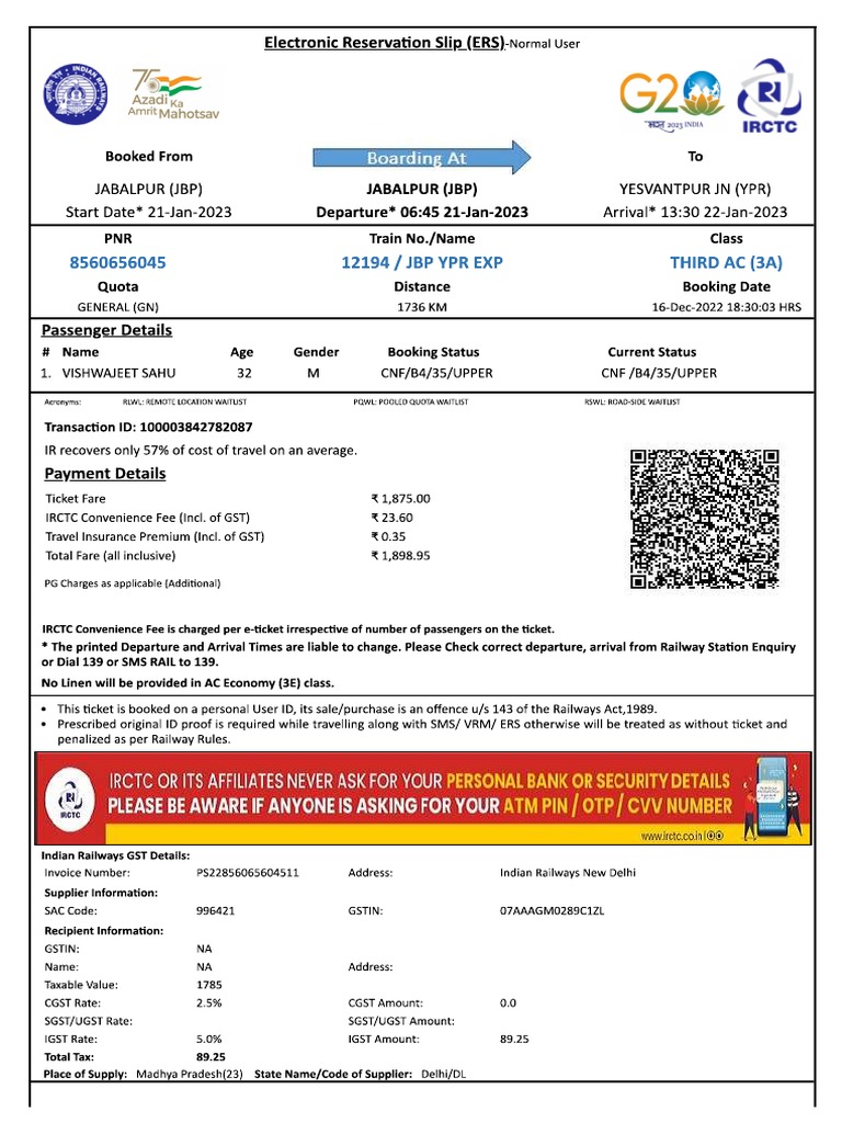 Banglore Ticket | PDF