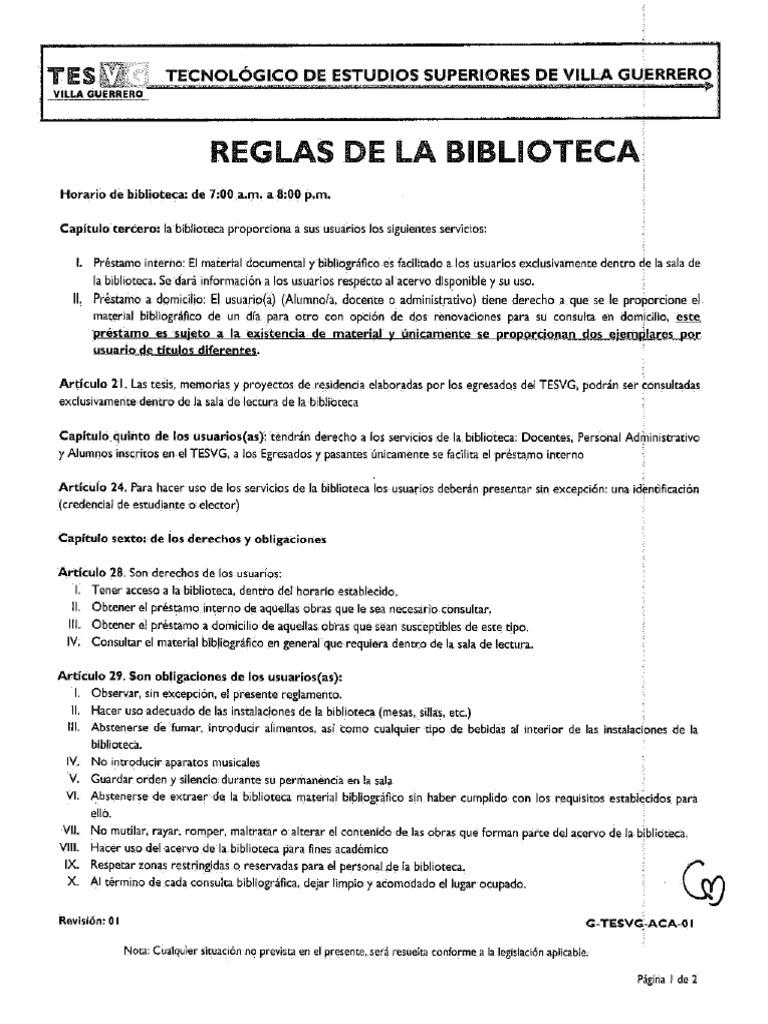 Reglas de La Biblioteca | PDF