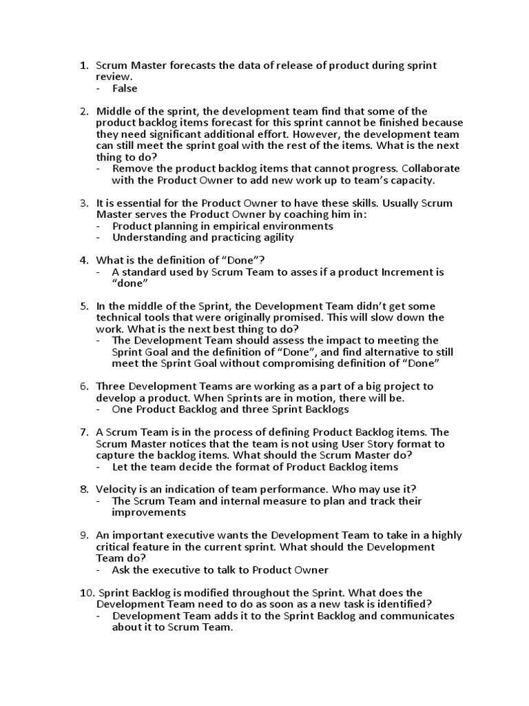 Agile Mcq With Answers Pdf Scrum Software Development