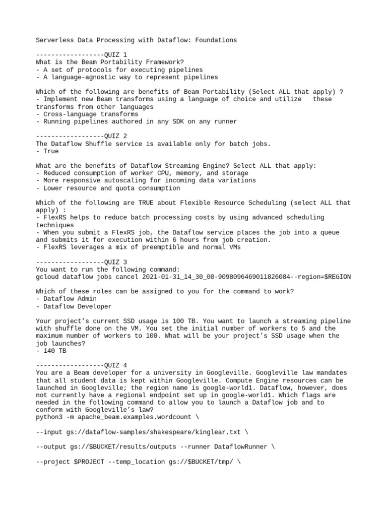 Serverless Data Processing With Dataflow - Foundations | PDF | Scheduling (Computing) | Solid ...