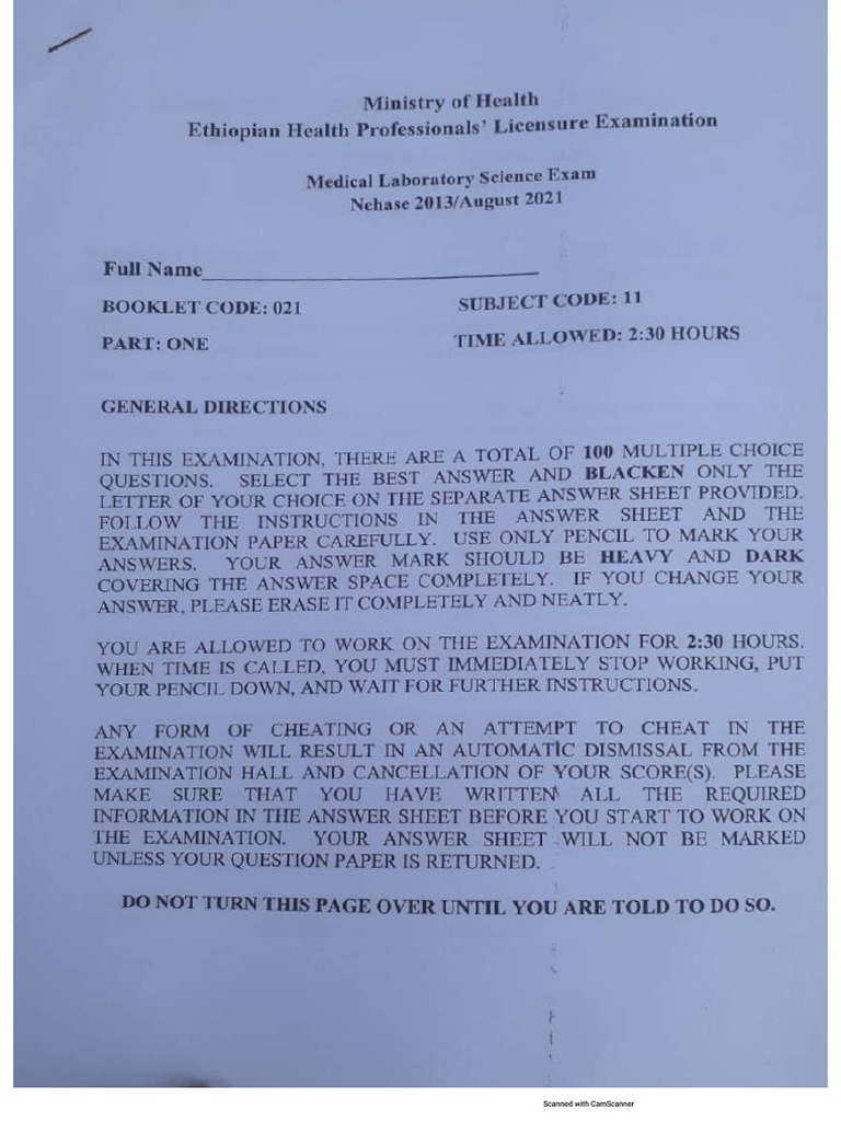 COC Exam Questions For MLS | PDF