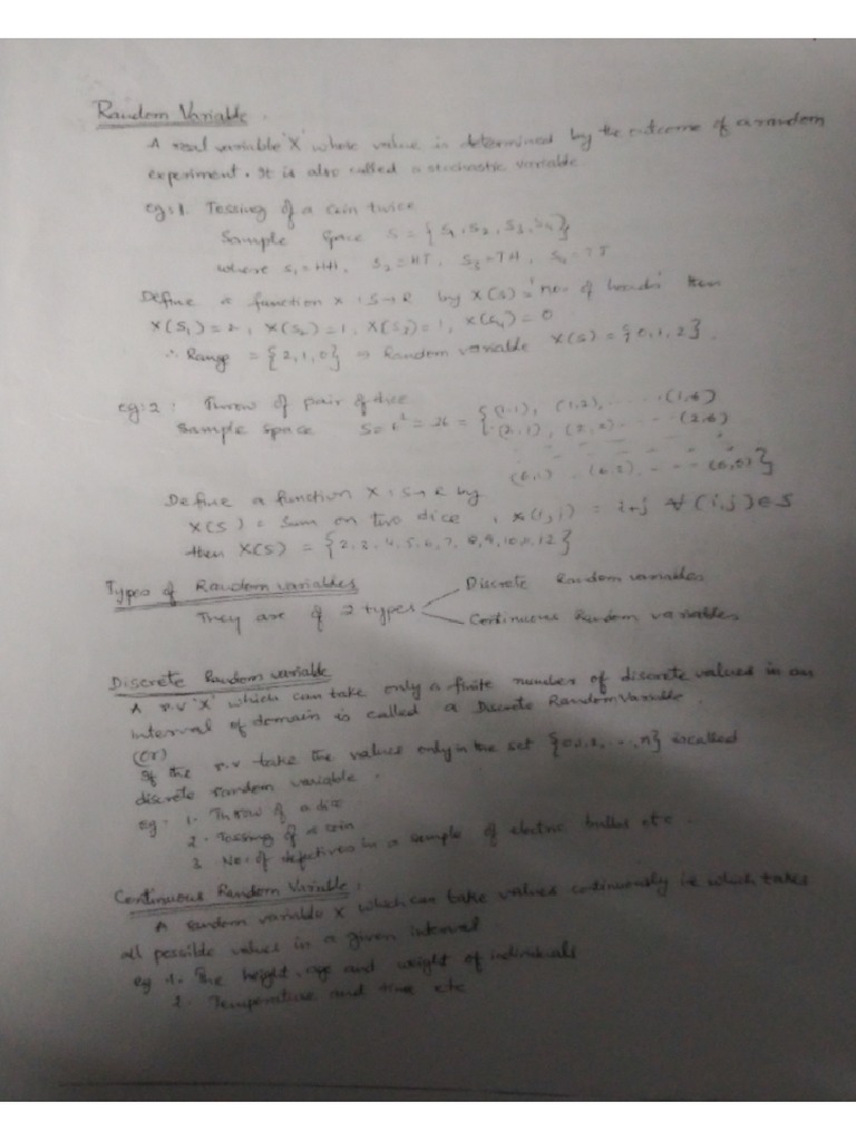 Random Variables - Part 1 Notes | PDF Random Variables - Part 1 Notes | PDF
