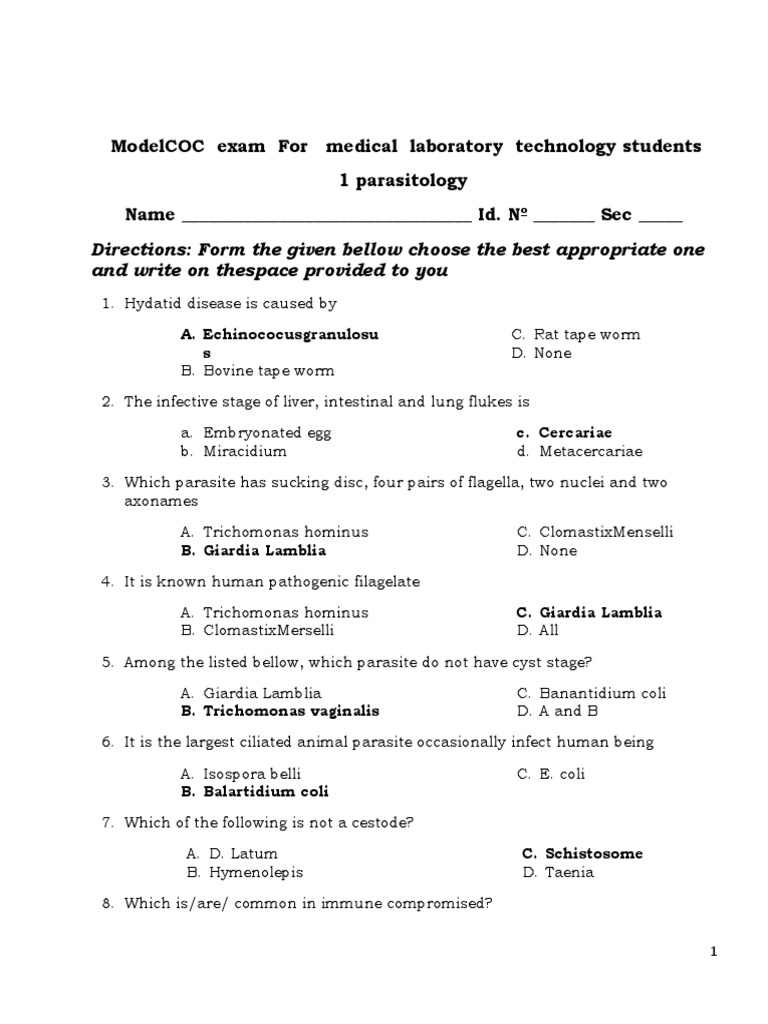 Medical Laboratory COC Exam Model | PDF | Antibody | Lipoprotein