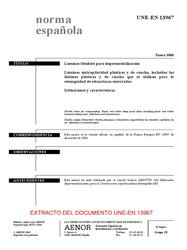 (Ex) Une-En 13967 2006 | PDF | Permeabilidad (Ciencias de la Tierra) | Física Aplicada e ...