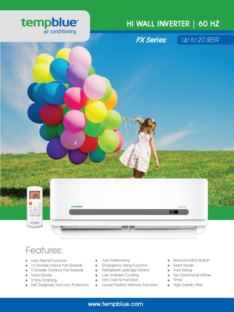 Tempblue Inverter PX Seer19 | PDF | Building Automation | Manufactured ...