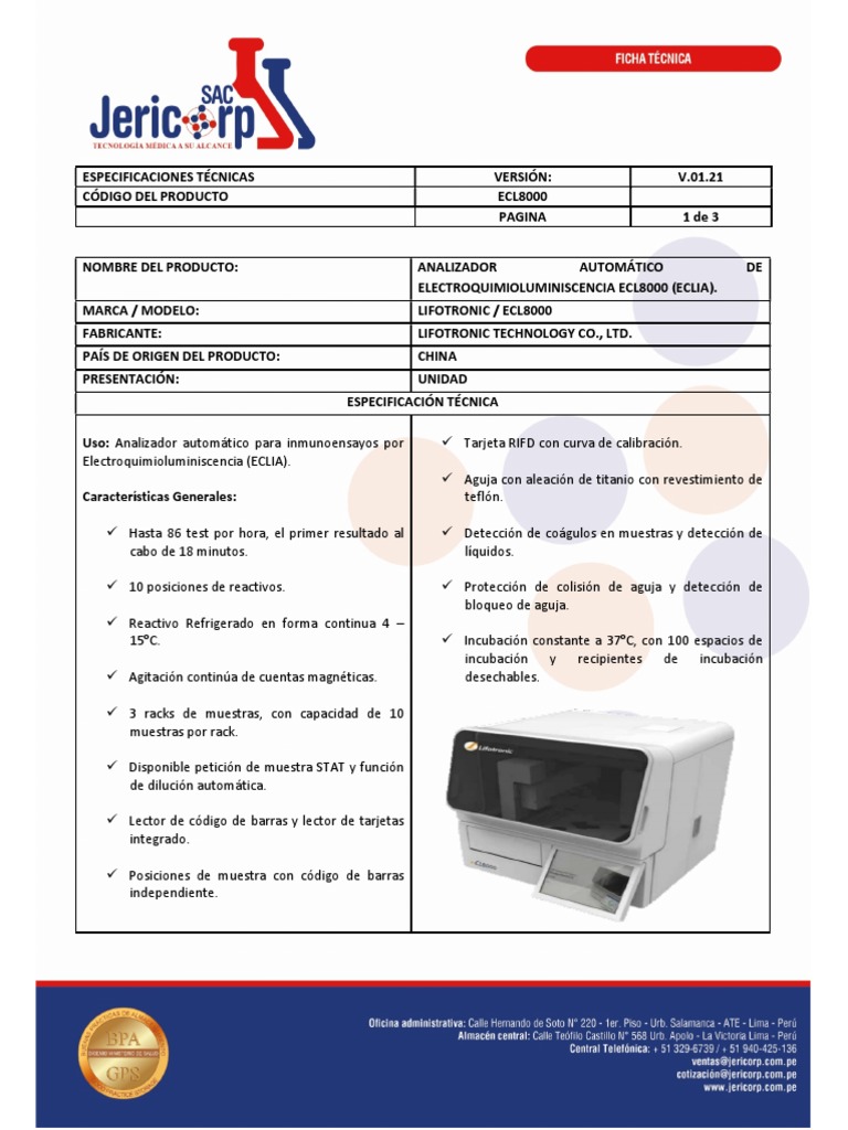 FT-ECL8000-LIFOTRONIC | PDF | Ciencias fisicas | Química