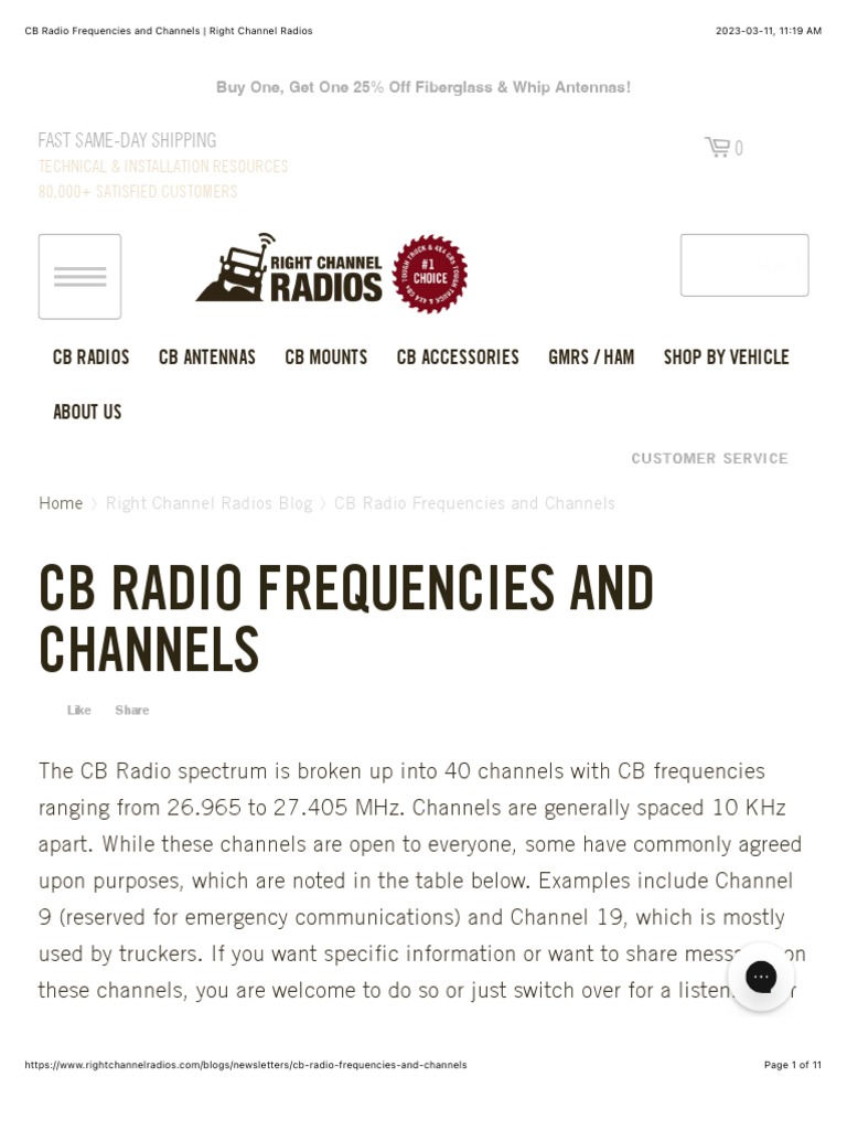 CB Radio Frequencies Guide | PDF | Broadcasting | Waves