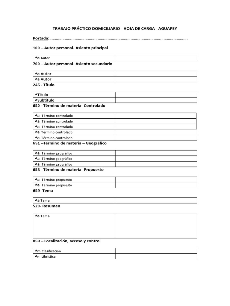 Hoja de Carga Aguapey 2022 | PDF