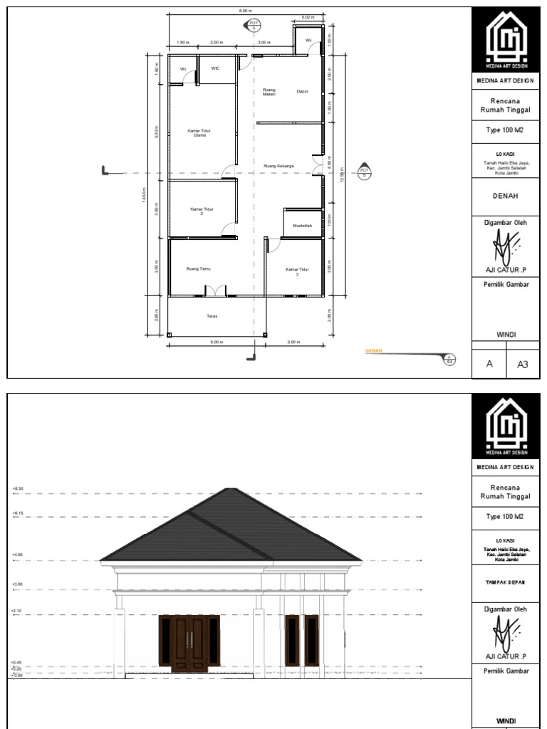 Gambar Kerja Rumay Type 100 m2 Client Bang Windi 124 PDF - Removed | PDF