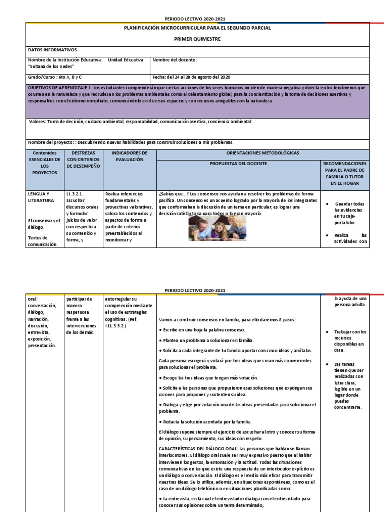 Planificación Microcurricular 6topara El Segundo Parcial Pdf
