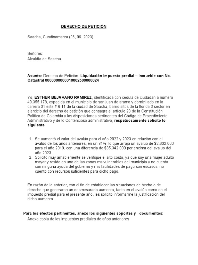 5346 Formato Derecho de Peticion | PDF