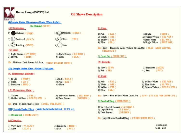 Oil Shows: Description and Analysis | PDF | Vision | Techniques