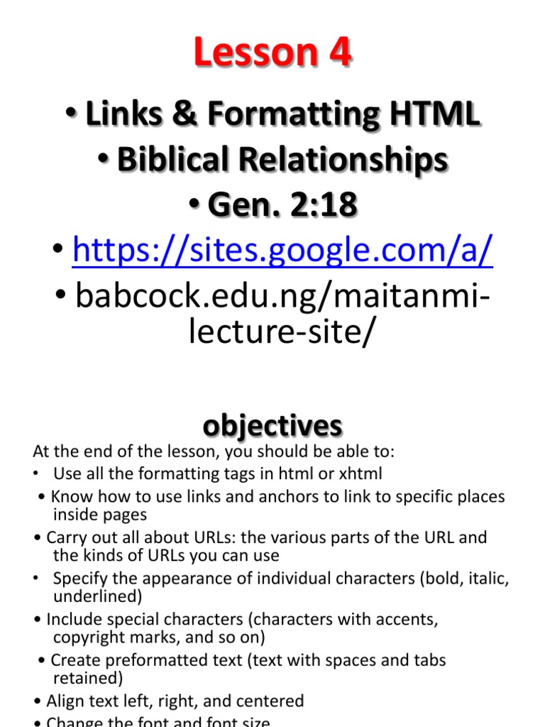 Lesson 4 | PDF | Html Element | Typefaces