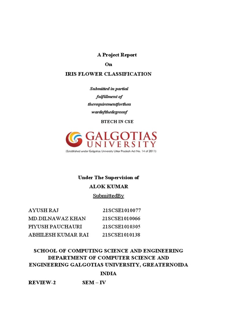 Iris Flower Classification Project Report | PDF | Support Vector ...