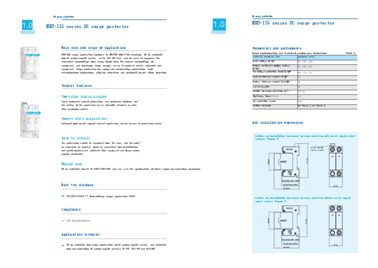 NXU-IIG DC Surge Protector Overview | PDF | Direct Current | Power Supply