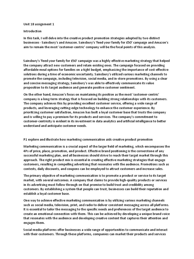 Unit 18 Assignment 1 | PDF | Marketing Communications | Marketing