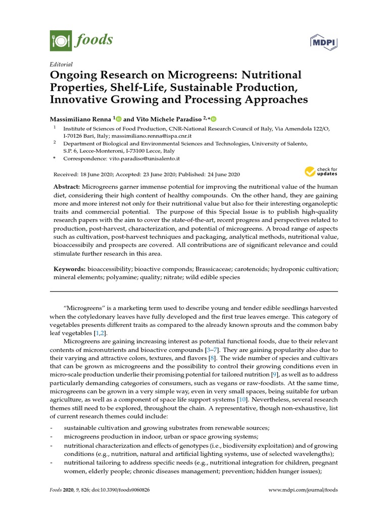 Microgreens: Nutrition, Shelf-Life & Growth | PDF | Nutrition | Diet ...