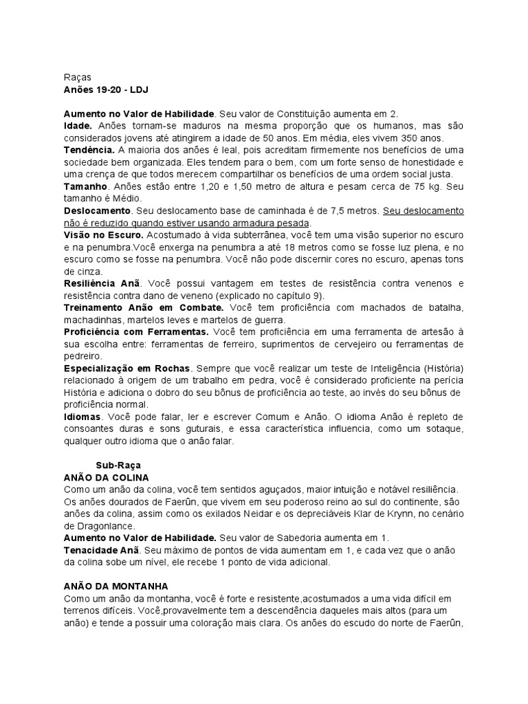 Características dos Elfos e Anões | PDF | Elfos | Humano