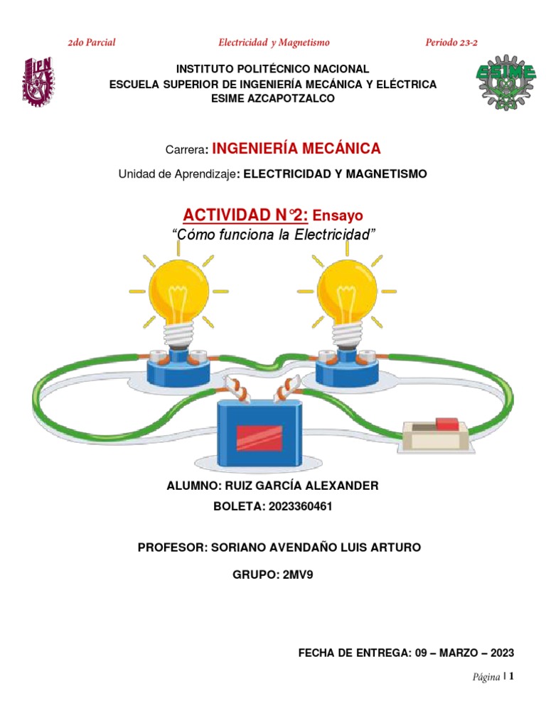 Ensayo Electricidad | PDF | Electricidad | Corriente eléctrica