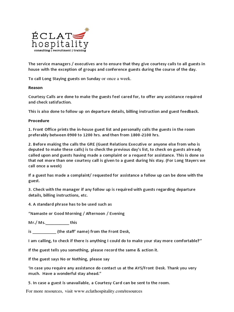 Courtery Call Process | PDF