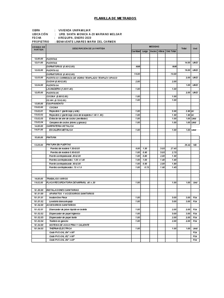Vivienda Unifamiliar - Mariano Legar - Arequipa | PDF | edificio | Materiales de construcción