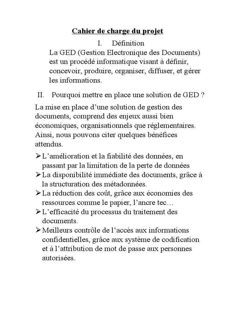 Cahier de Charge Du Projet | PDF | Ordinateurs