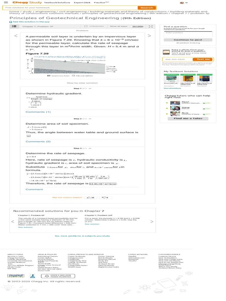 Solved A Permeable Soil Layer Is Underlain by An Impervious La ...
