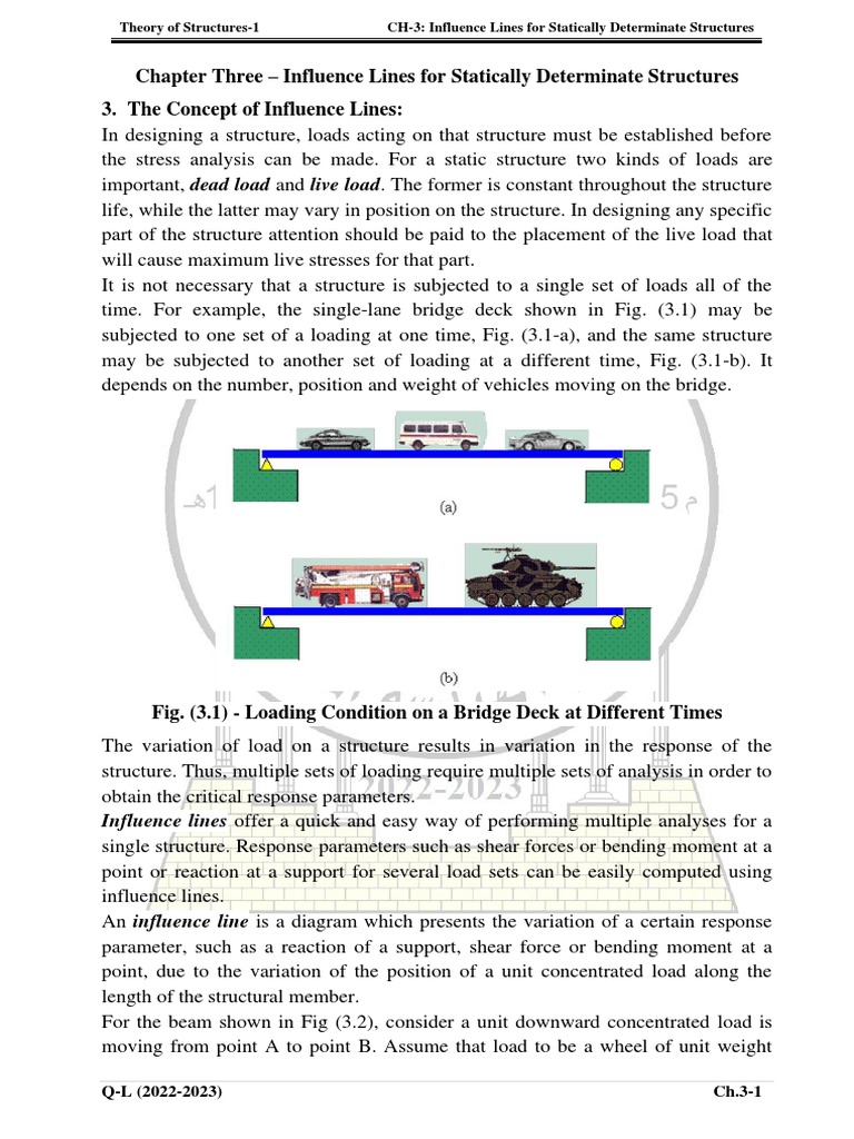 CH-3-Influence Lines For Determinate Structures | PDF | Bending | Civil Engineering