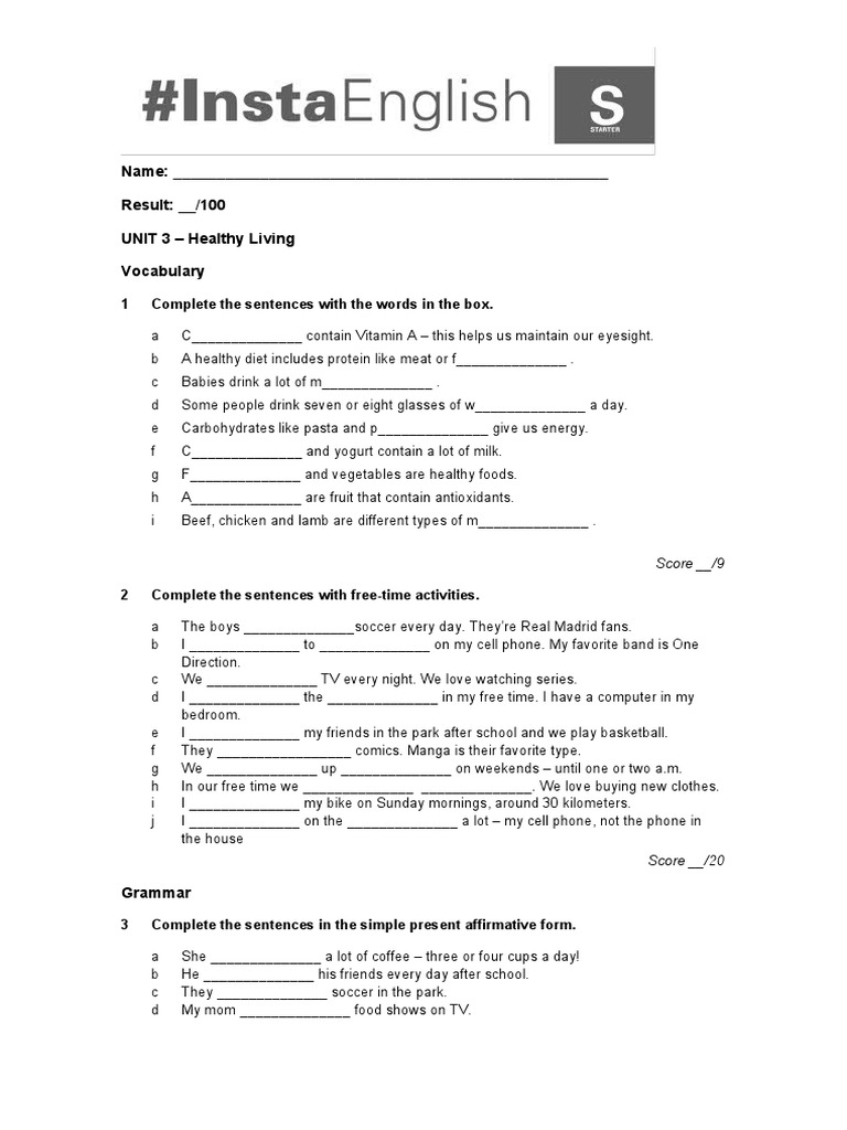 Insta Englist Test Basic-Cieta - Unit 3 | PDF | Food And Drink | Nutrition Insta Englist Test Basic-Cieta - Unit 3 | PDF | Food And Drink | Nutrition