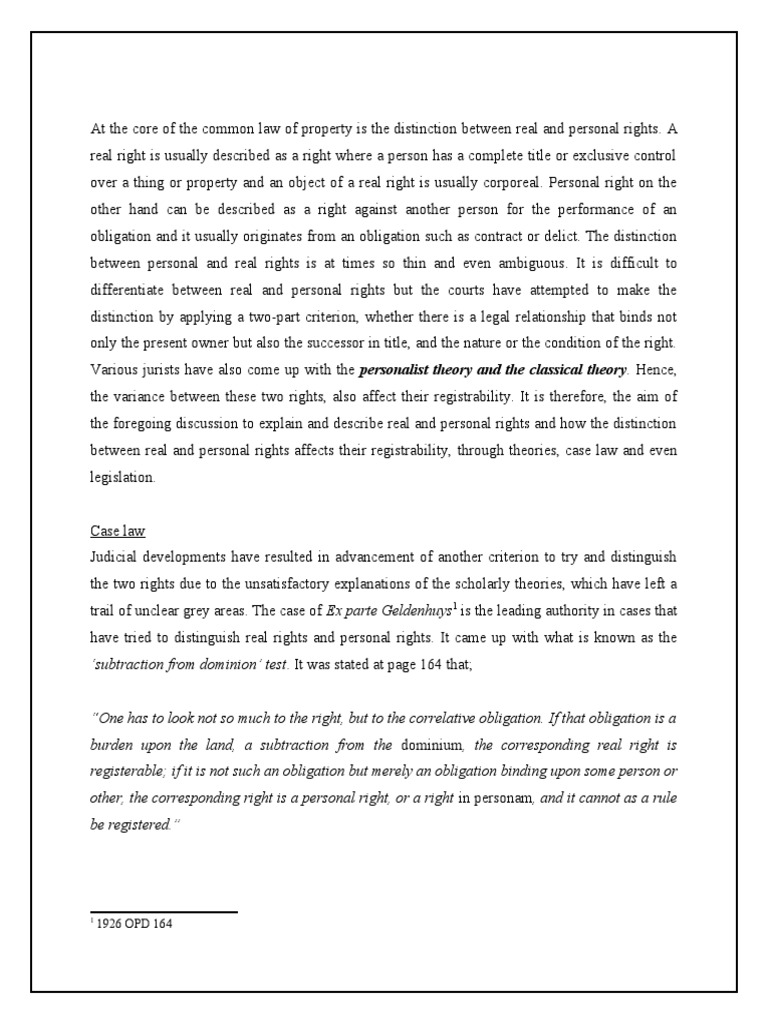 Real and Personal Rights | PDF | Property | Common Law
